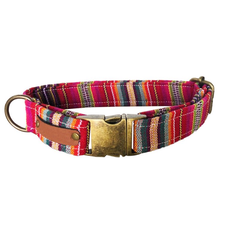 Beautiful Boho Pattern Pink Woven Collar For Dogs | Pet Supply